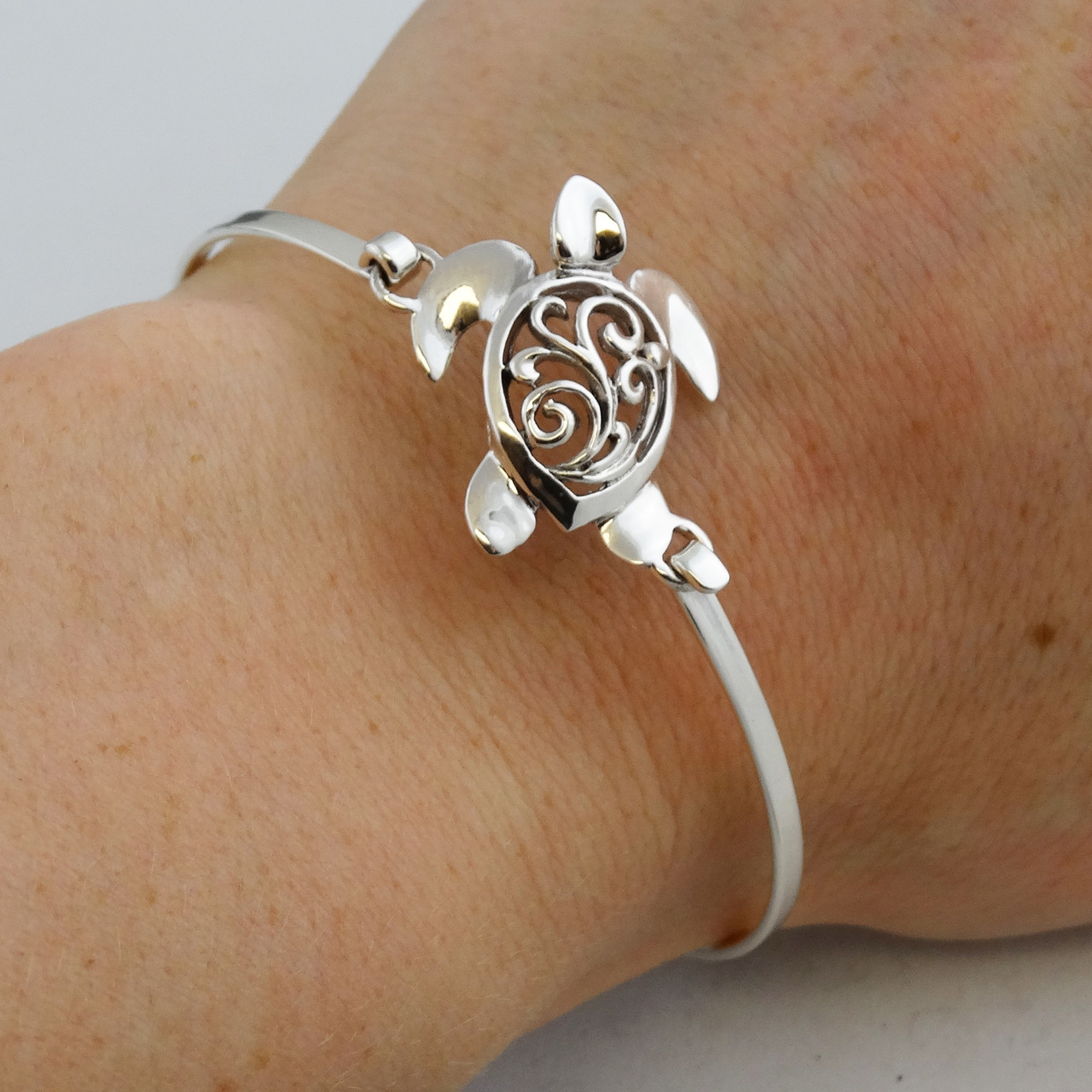 Sea Turtle Bangle Bracelet - 925 Sterling Silver - REO Company ...