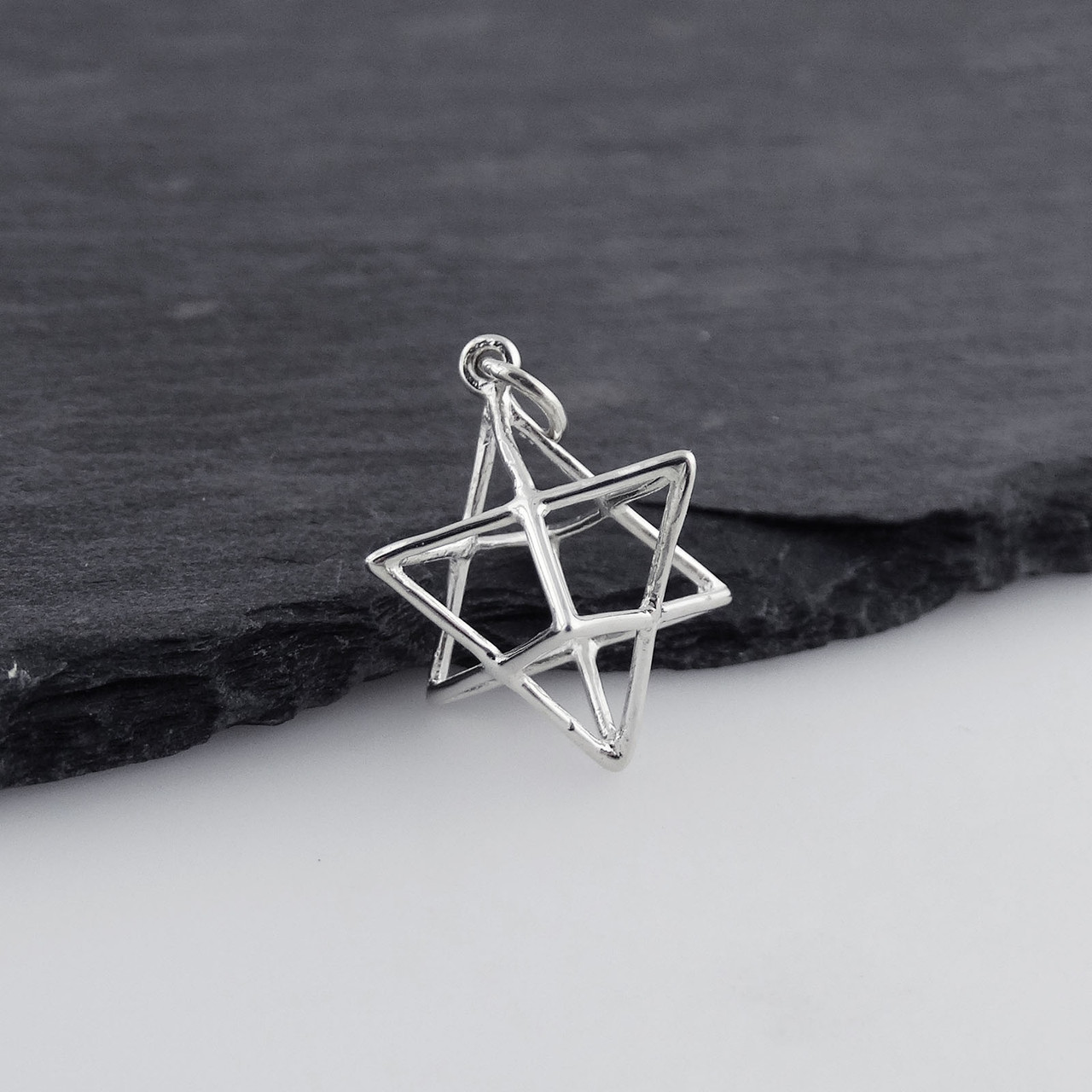 Sacred Geometry 3D Wire Star Charm Charm - 925 Sterling Silver - REO ...