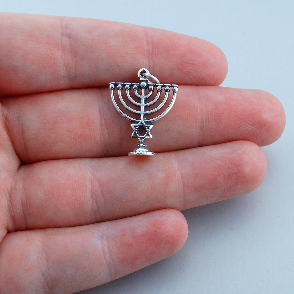 Menorah w/ Star of David Charm - 925 Sterling Silver - REO Company ...