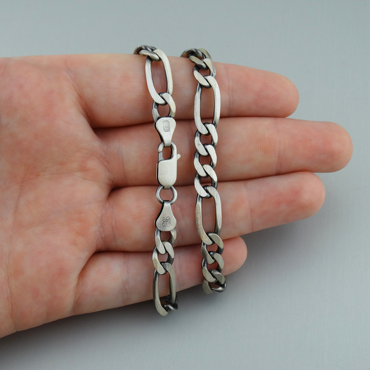 Gun Metal 7mm Figaro Chain - 925 Sterling Silver - REO Company ...