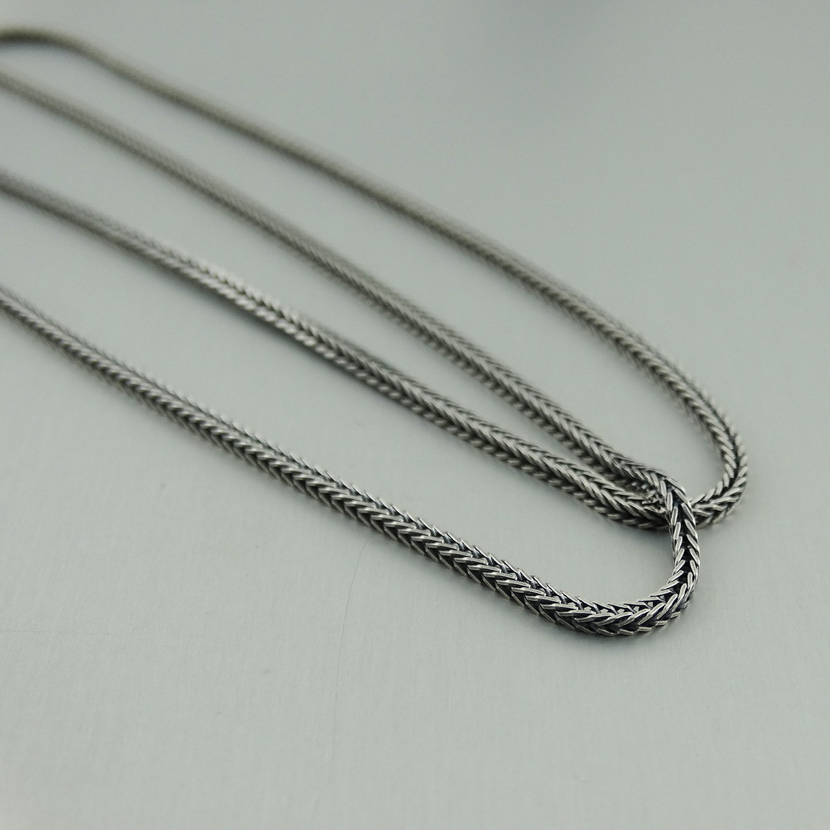 1.5mm Oxidized Square Foxtail Chain - 925 Sterling Silver - Antique ...