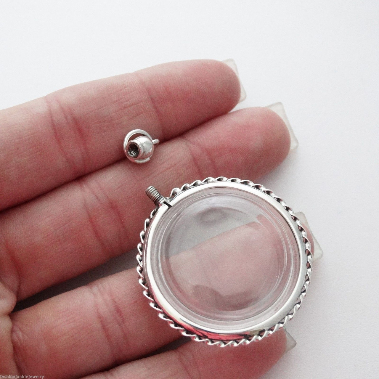 Clear Locket - 925 Sterling Silver - Holds Cherished Items or Keepsakes ...
