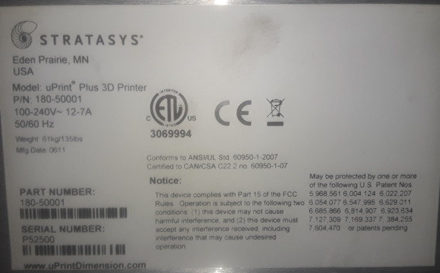 2011 uPrint Plus Revival - Argyle Materials