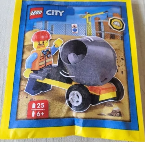 LEGO City: Construction Worker Minifigure with Cement Mixer