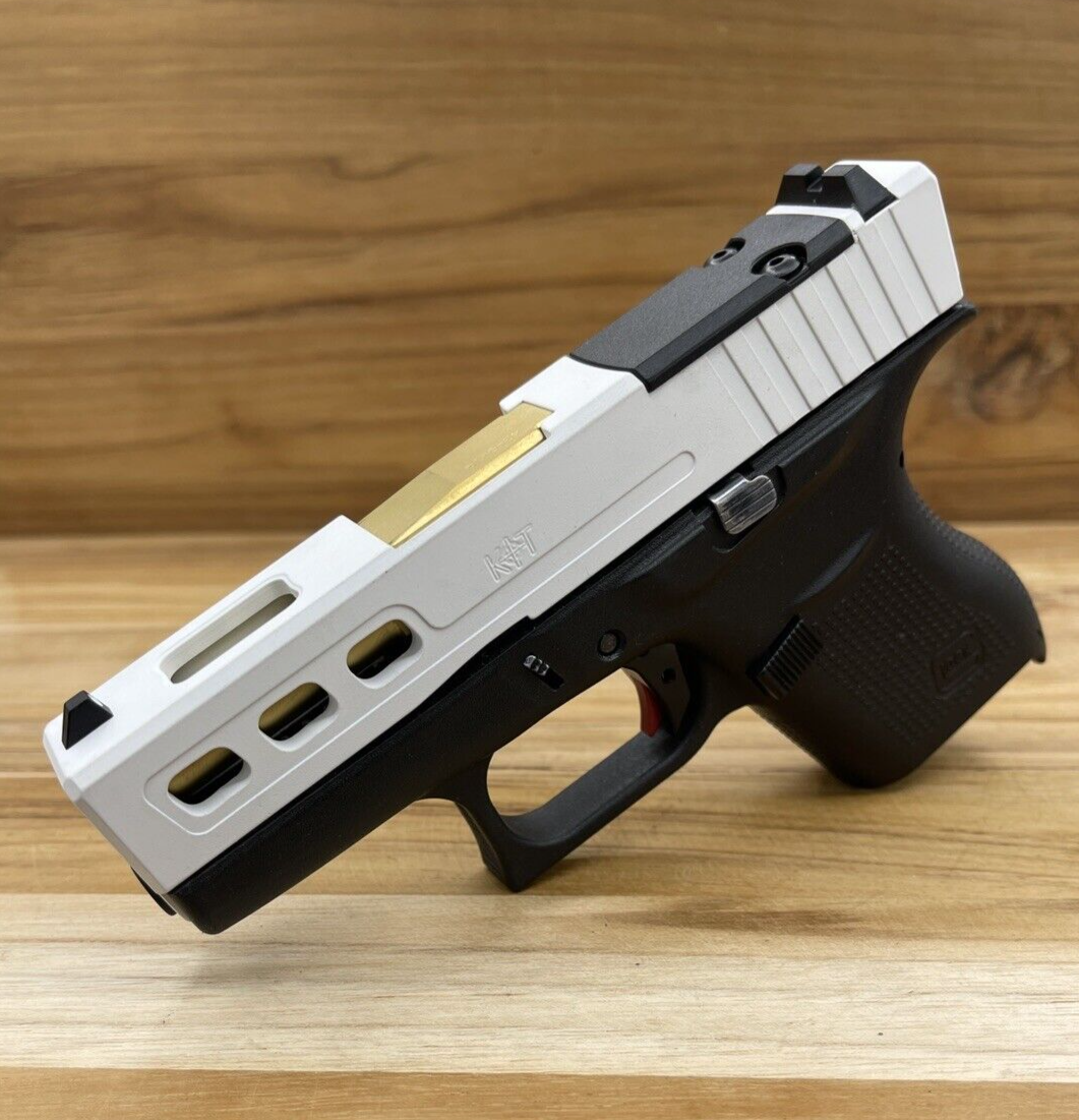 Glock 43 43x FDE Complete Slide Lighting Ported RMSc PORTED GOLD TIN ...