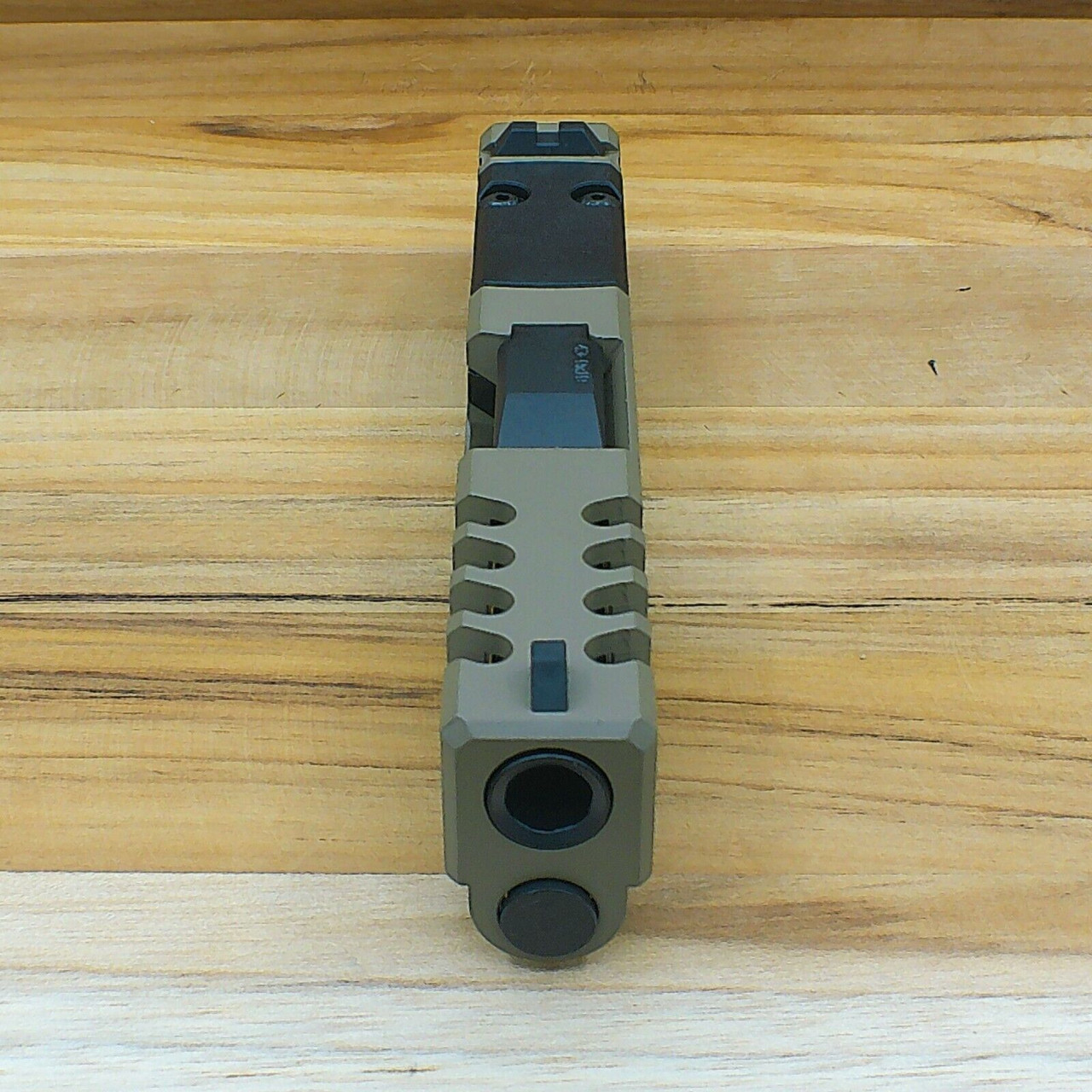FDE GLOCK 43 SLIDE STYLE #8 COMPLETE WITH BLACK BARREL RMSc CUT ...