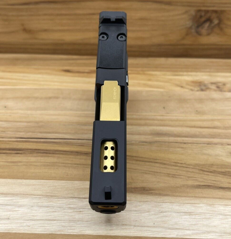Glock 43 43x Complete Slide Lighting Ported RMSc Cut PORTED GOLD TIN ...