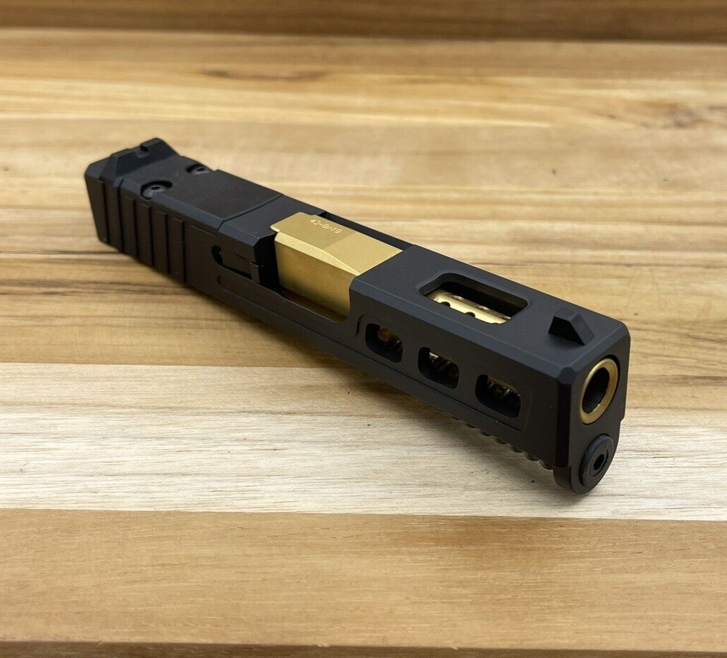 Glock 43 43x Complete Slide Lighting Ported RMSc Cut PORTED GOLD TIN ...