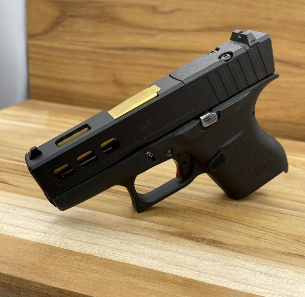 Glock 43 43x Complete Slide Lighting Ported RMSc Cut PORTED GOLD TIN ...