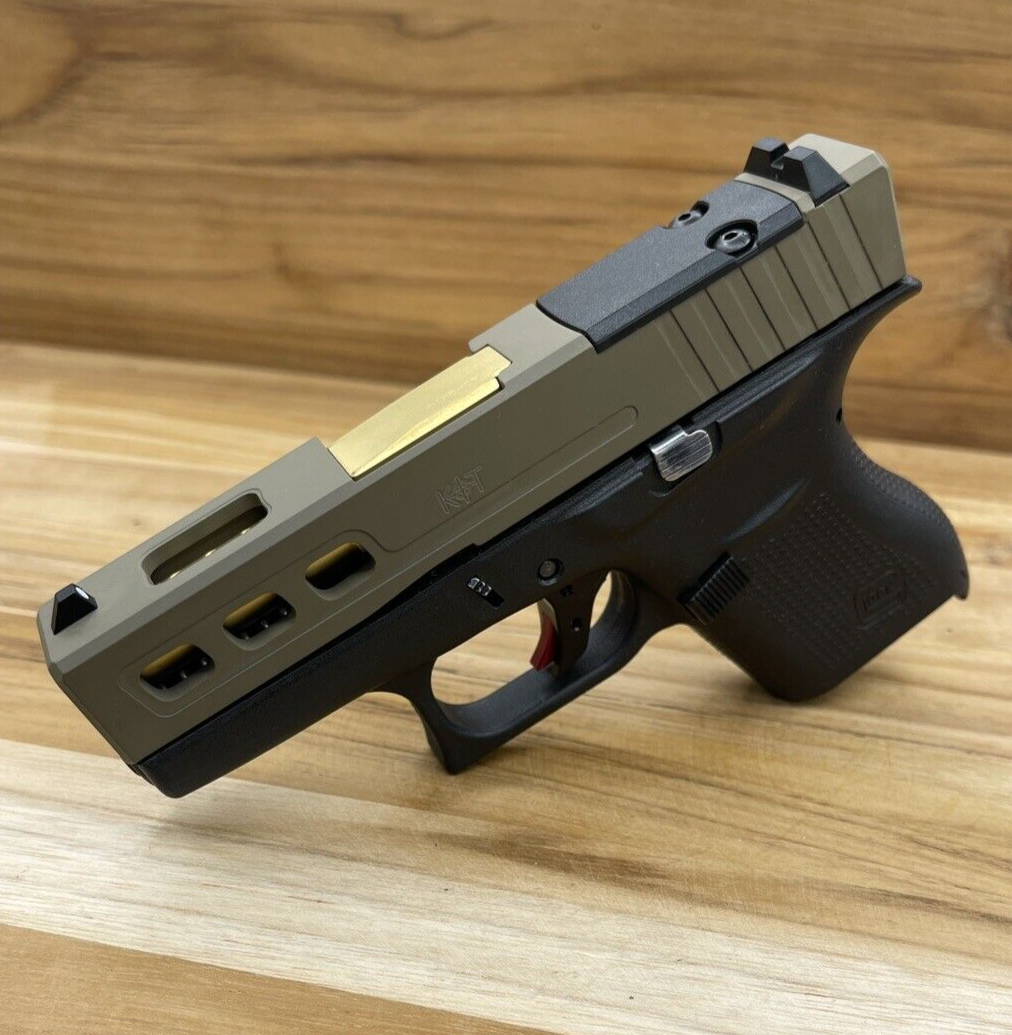 Glock 43 43x FDE Complete Slide Lighting Ported RMSc PORTED GOLD TIN ...