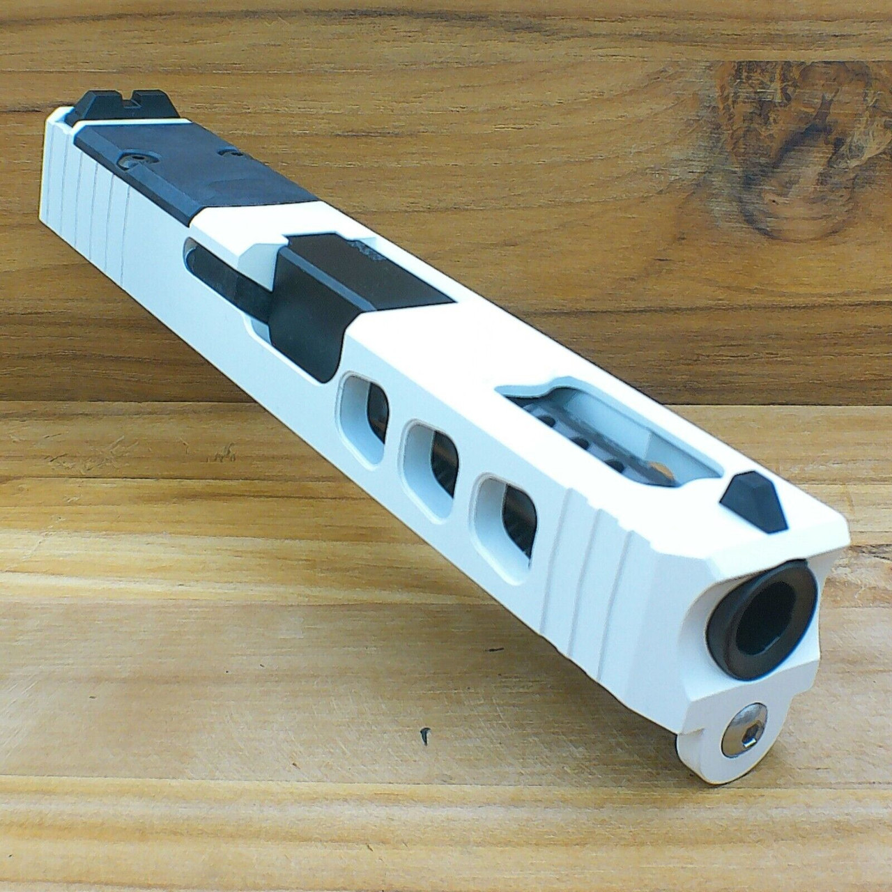 GLOCK 17 PATTERN SLIDE WHITE STYLE PORTED BARREL COMPLETE WITH RMR CUT ...