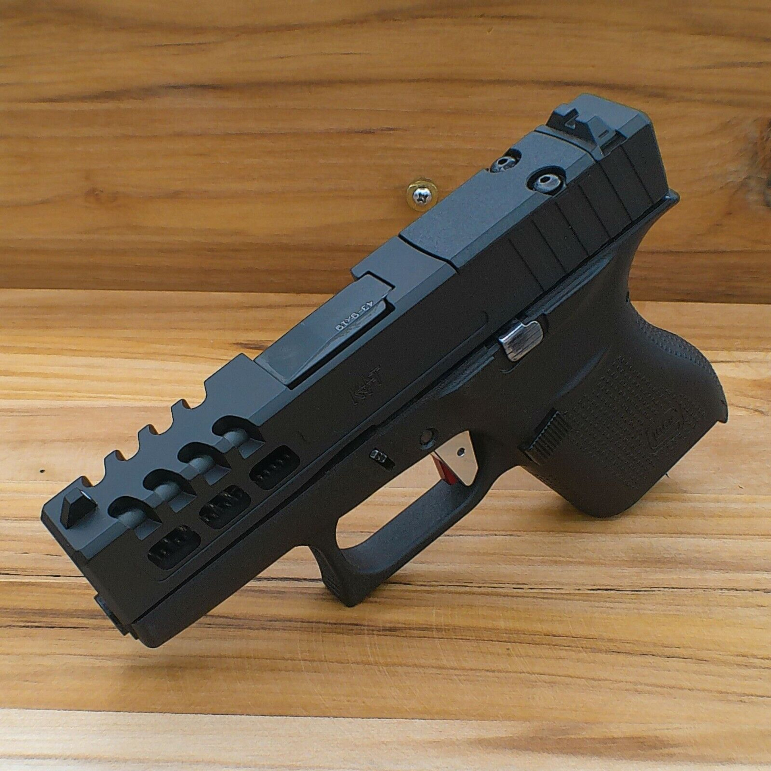 Glock 43 Slide Style 1 Complete With Black Barrel Rmsc Cut Kineti Tech