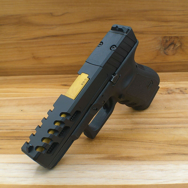 GLOCK 26 PATTERN SLIDE STYLE #8A COMPLETE ASSEMBLY WITH GOLD TIN BARREL ...