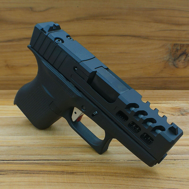 GLOCK 43 SLIDE STYLE #8 COMPLETE WITH BLACK BARREL RMSc CUT - Kineti-Tech
