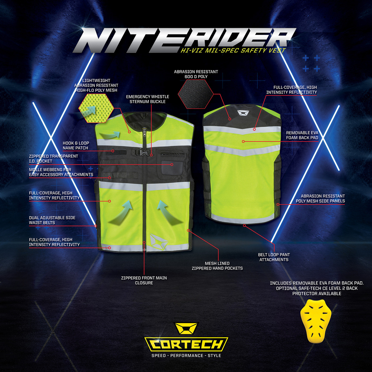 Cortech Niterider Mil-Spec Safety Vest - MC Powersports