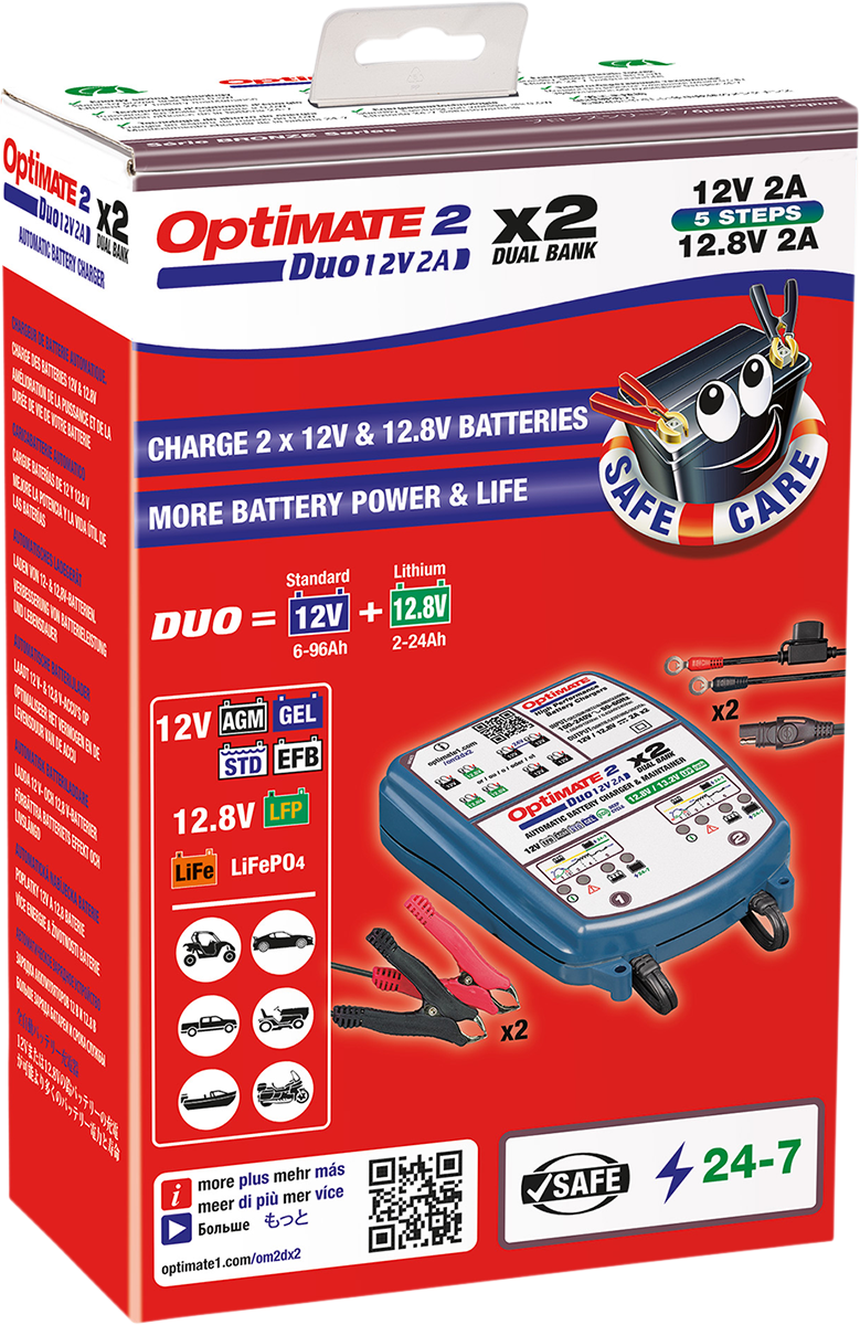 Tecmate Optimate 2 Duo Bronze Series Battery Charger - 2-Bank - MC Powersports