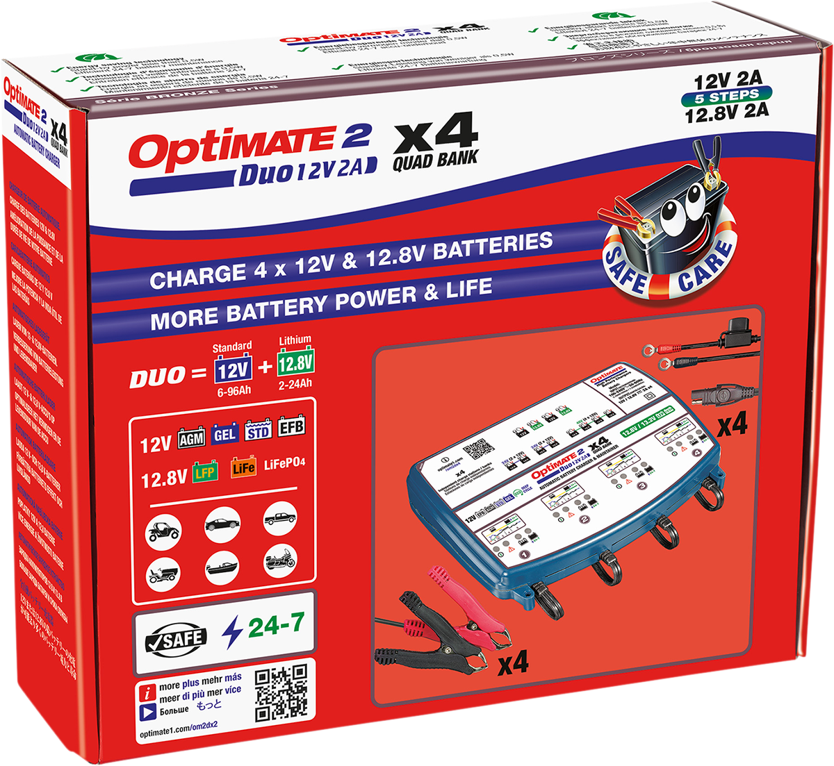 Tecmate Optimate 2 Duo Bronze Series Battery Charger - 4-Bank - MC ...
