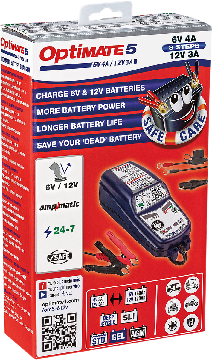 Tecmate Optimate 5 Select Silver Battery Charger - MC Powersports