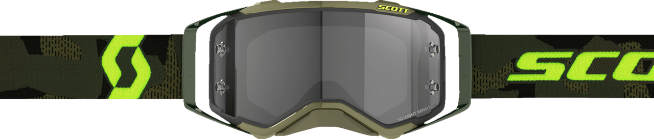 Scott Prospect Goggle - Khaki Green/Neon Yellow - Light Sensitive Gray ...