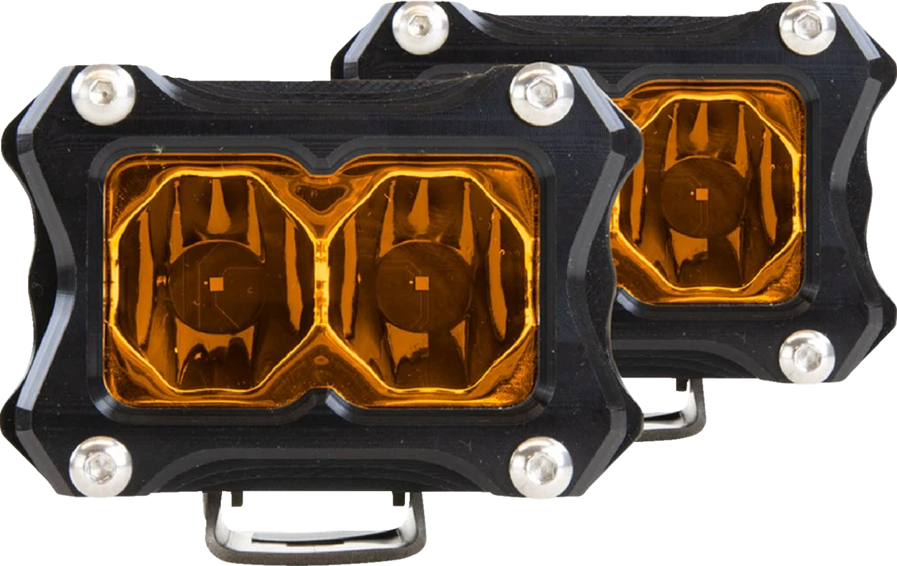 Heretic LED Pod Light Flood Light - 2-inch Pair - Amber - MC Powersports