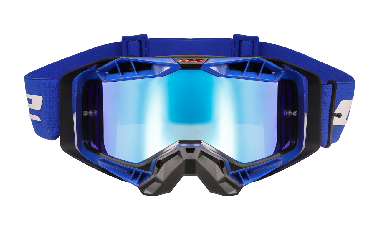 LS2 Aura Pro Goggles w/Blue Iridium Lens - Black / Blue - MC Powersports