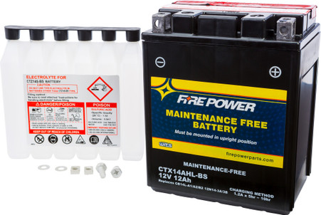Fire Power Battery CTX14AHL-BS Maintenance Free - MC Powersports