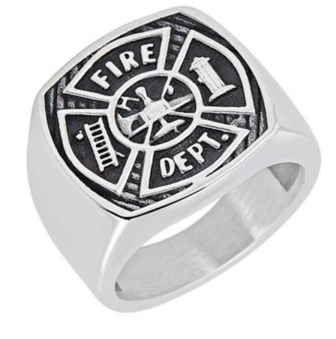 Stainless Steel Fire Department Ring - keys love jewelry