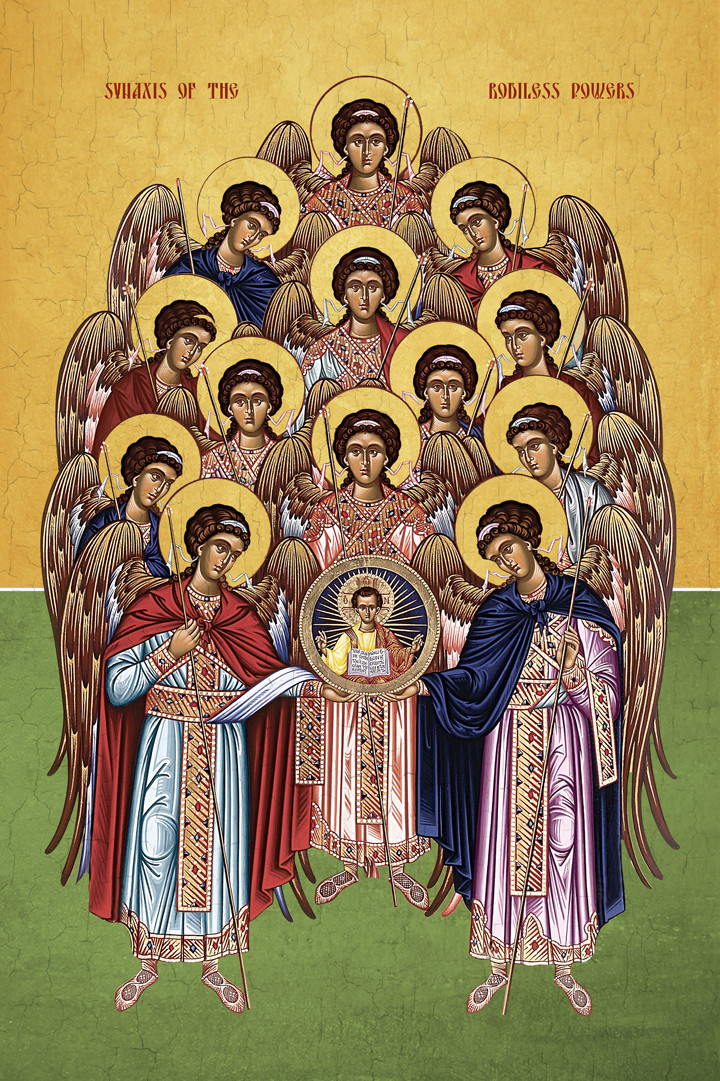 Icon of the Synaxis of the Bodiless Powers - 20th c. (1AN23) - Uncut ...