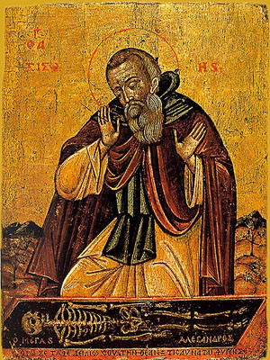 Icon of St. Sisoes the Great - 17th c. Cretan - (1SI10) - Uncut ...