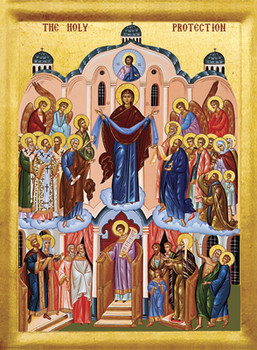 Icon of the Holy Protection - 20th c. English - (12F21) - Uncut ...