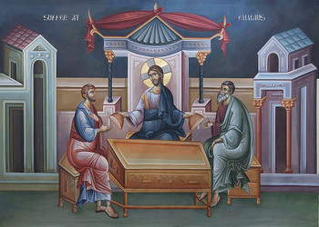 Icon of the Supper at Emmaus - fresco - (11L09) - Uncut Mountain Supply