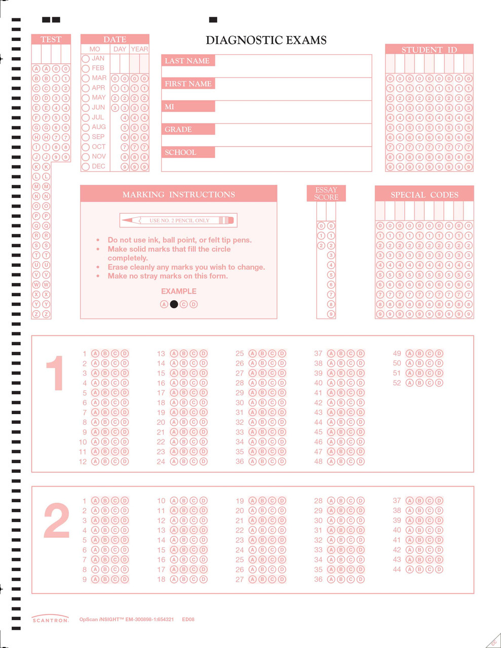 300898 Practice Exam, SAT (500/PKG) - Scantron Corporation