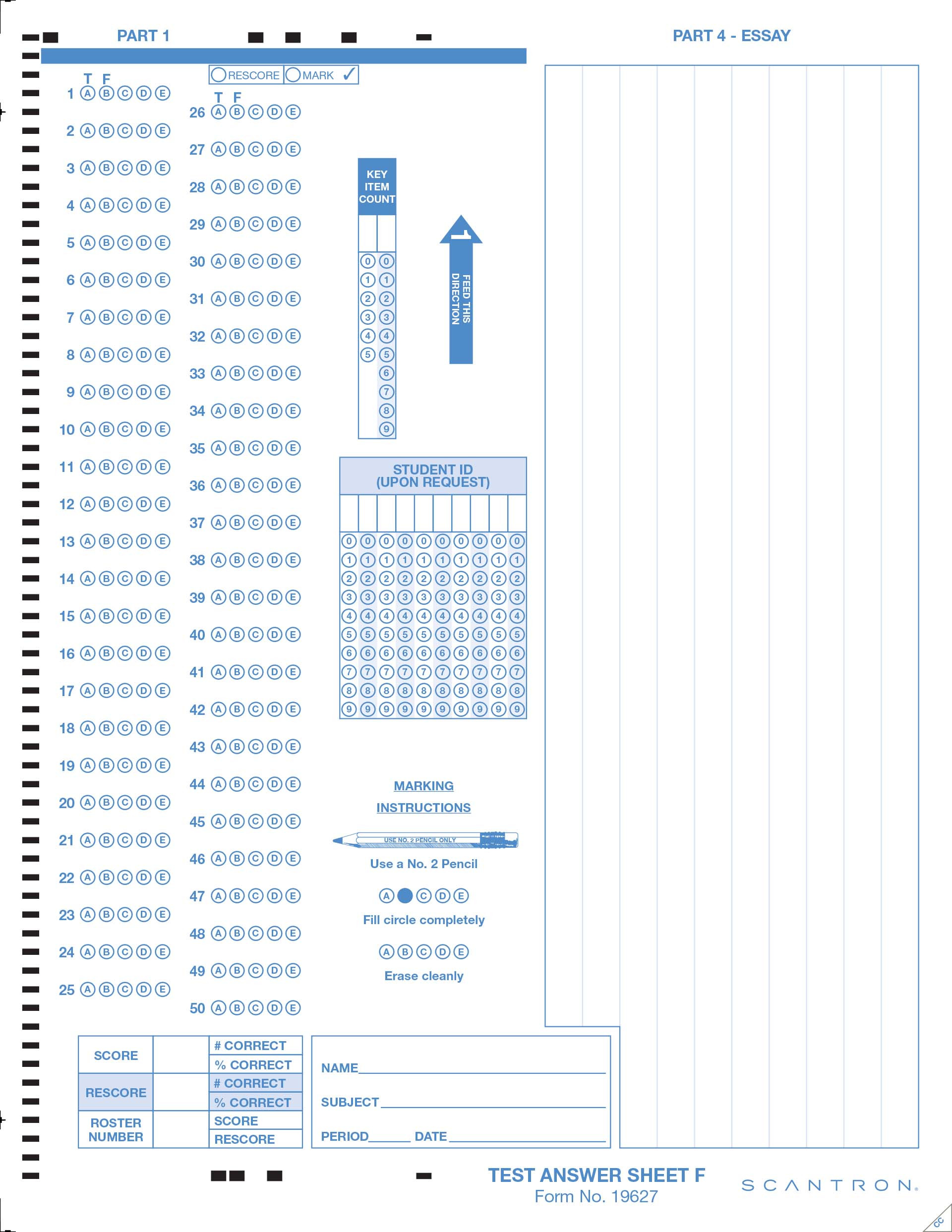 19641 Answer Sheet B (500/PKG) - Scantron Corporation