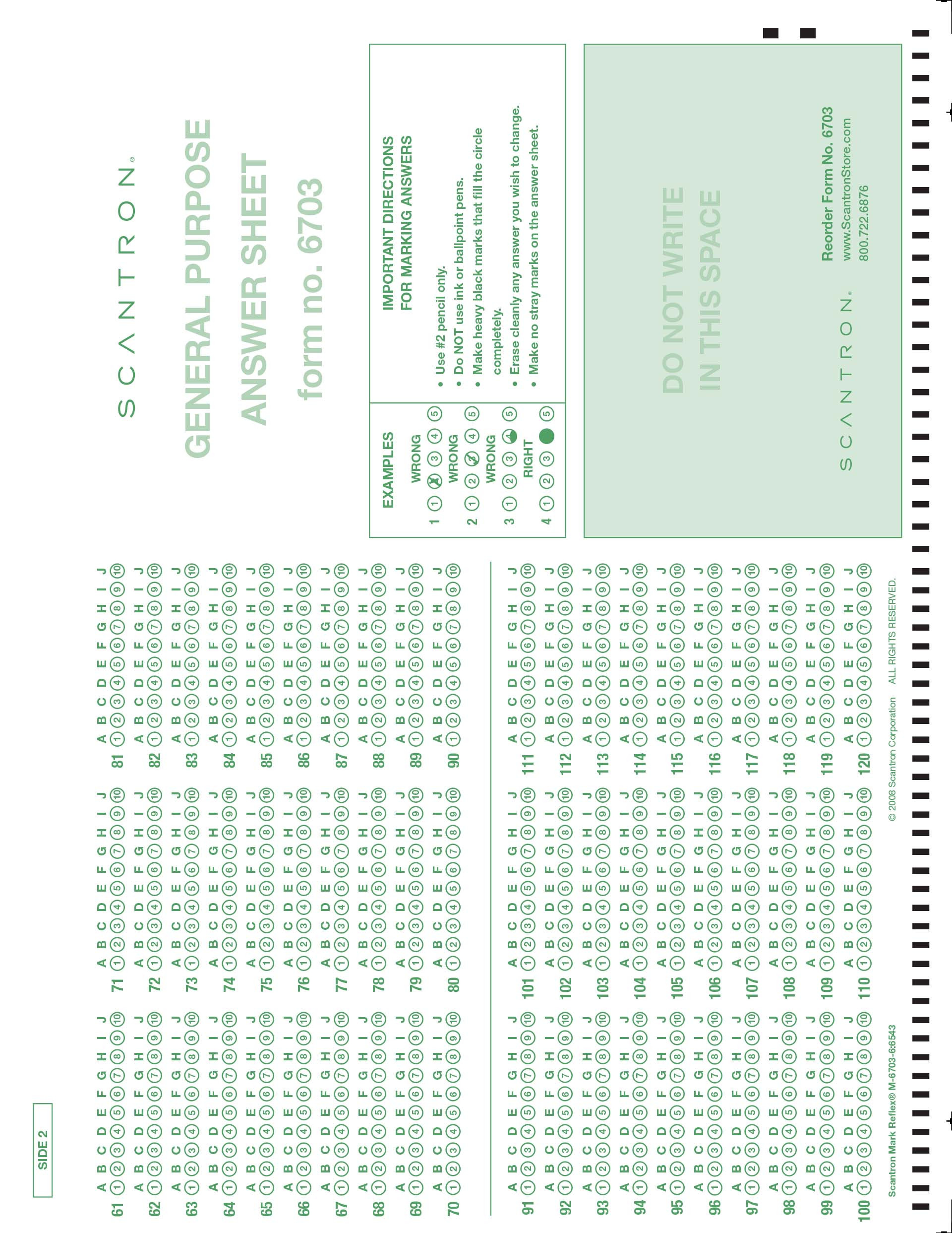 6703 GPAS 120Q x 10 (500/PKG) - Scantron