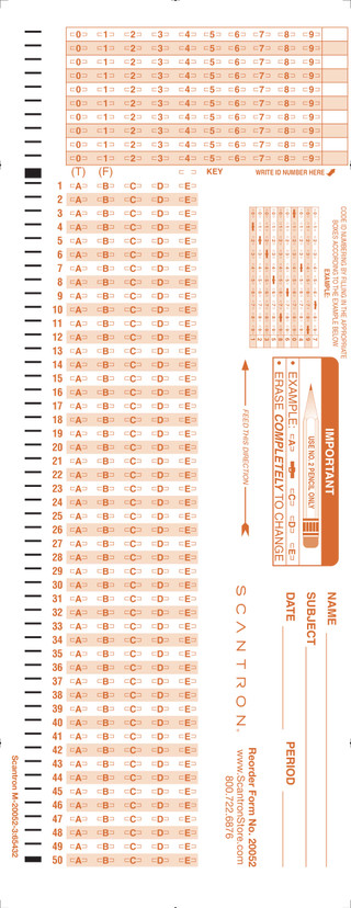 886-E MINI-BOOK 100Q 5CHC (250/PKG) - Scantron