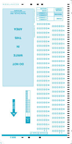19641 Answer Sheet B (500/PKG) - Scantron