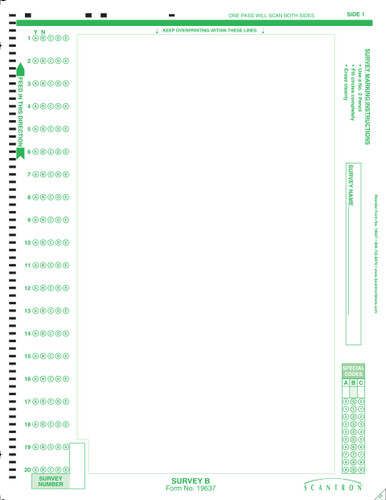 19637 Survey B (500/PKG) - Scantron