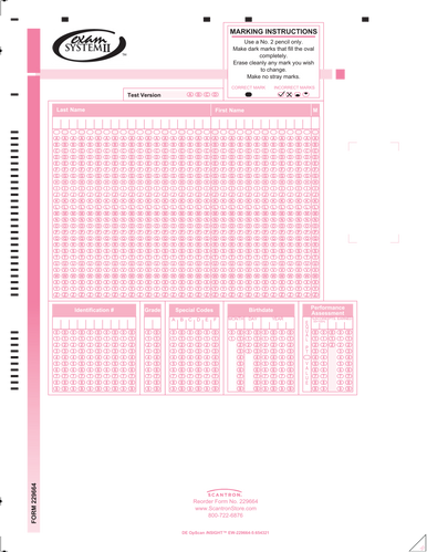 229664 100Q, 10 RESPONSE (500/PKG) - Scantron Corporation