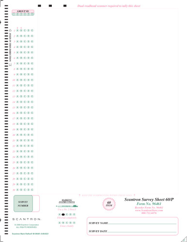 96461 Survey Sheet 60/P (500/PKG) - Scantron