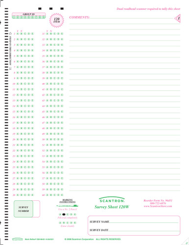 96451 Survey Sheet 120W (500/PKG) - Scantron Corporation