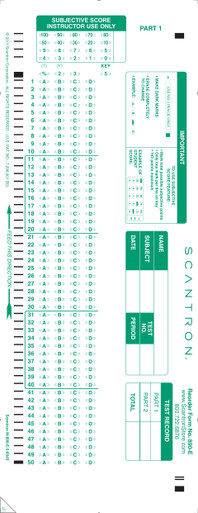 890-E 100-QUS 4 CHC ALPHA A-D (500/PKG) - Scantron