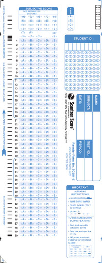 SC881-E ScantronScore, 2 Tests with 50Q (500/PKG) - Scantron