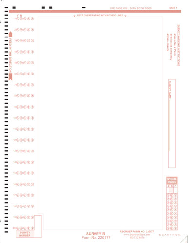 220177 Survey B (500/PKG) - Scantron