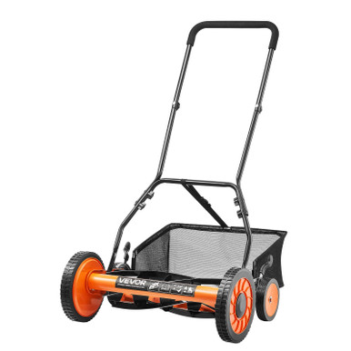 18" Manual Push Reel Lawn Mower 5-Blade Adjustable Height Grass Catcher ...