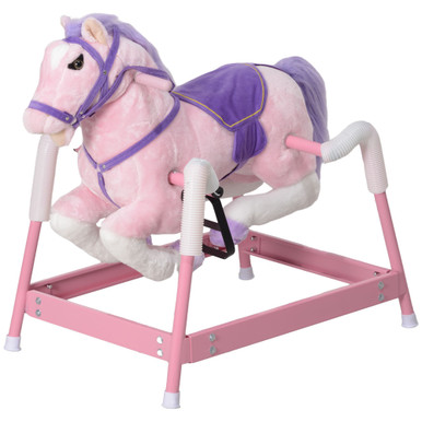 Qaba Spring Rocking Horse, Kids Ride on Horse, Plush Horse Ride-on w ...