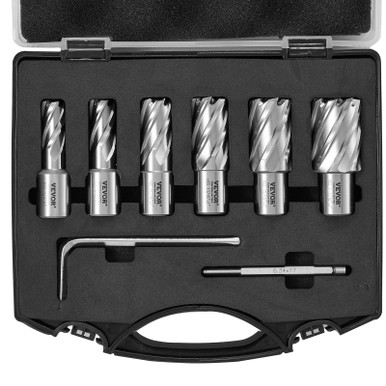 VEVOR Annular Cutter Set, 6 pcs Weldon Shank Mag Drill Bits, 1/2" to 1 ...