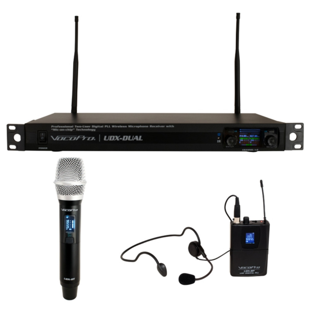 VOCOPRO UDX-DUAL-COMBO Digital PLL Wireless Rackmount Mic & Headset ...