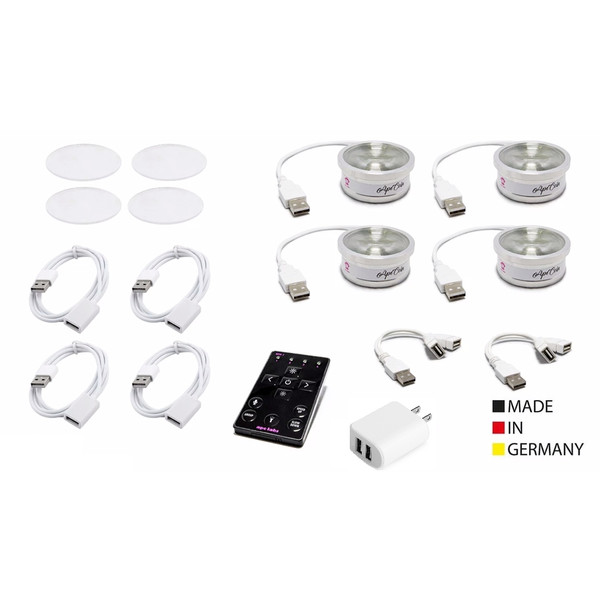 APE LABS APECOIN 4 PACK USB Powered LED Uplights with Remote ...