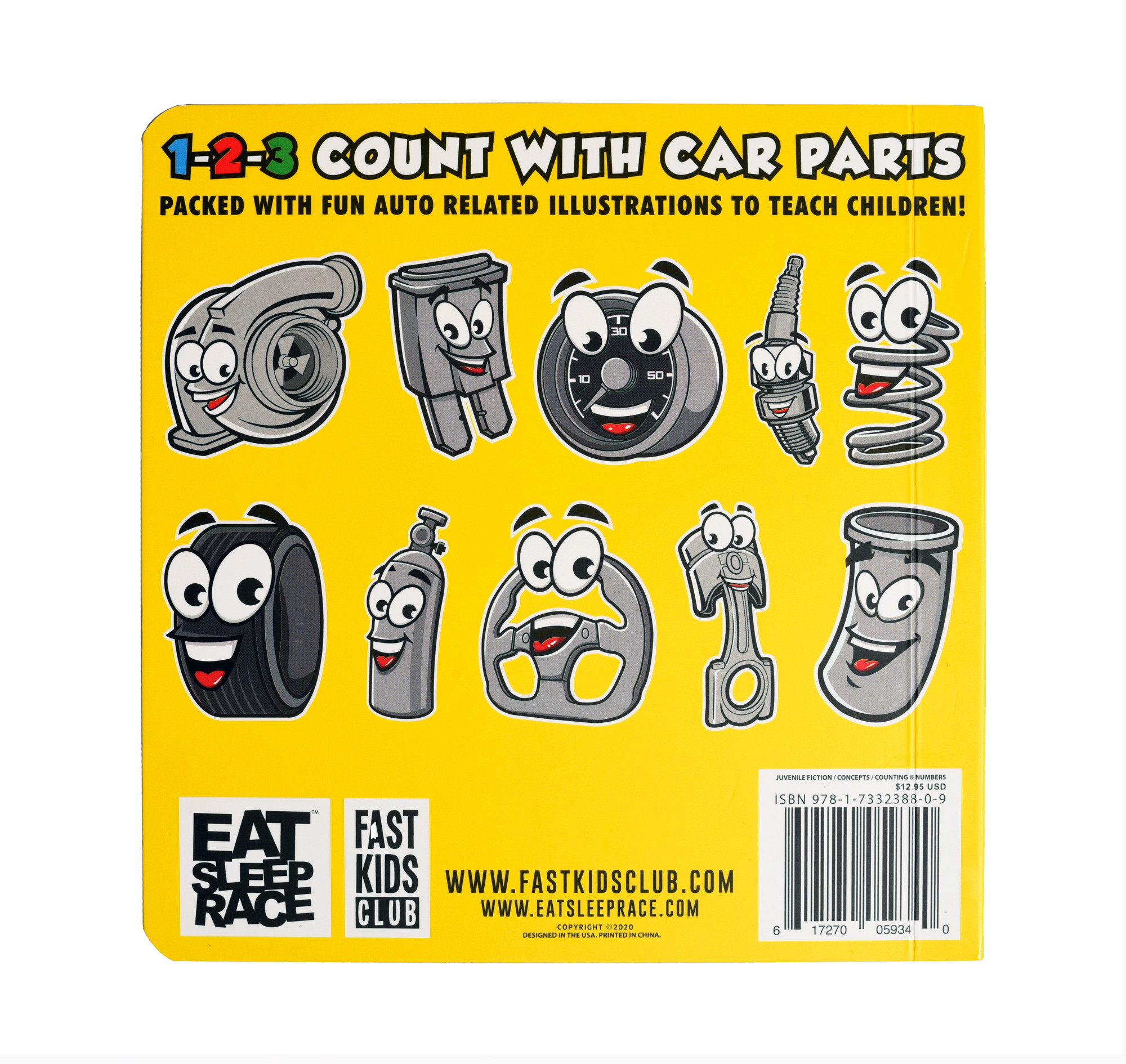 123 Count with Car Parts Book - Eat Sleep Race - Racing Lifestyle Apparel
