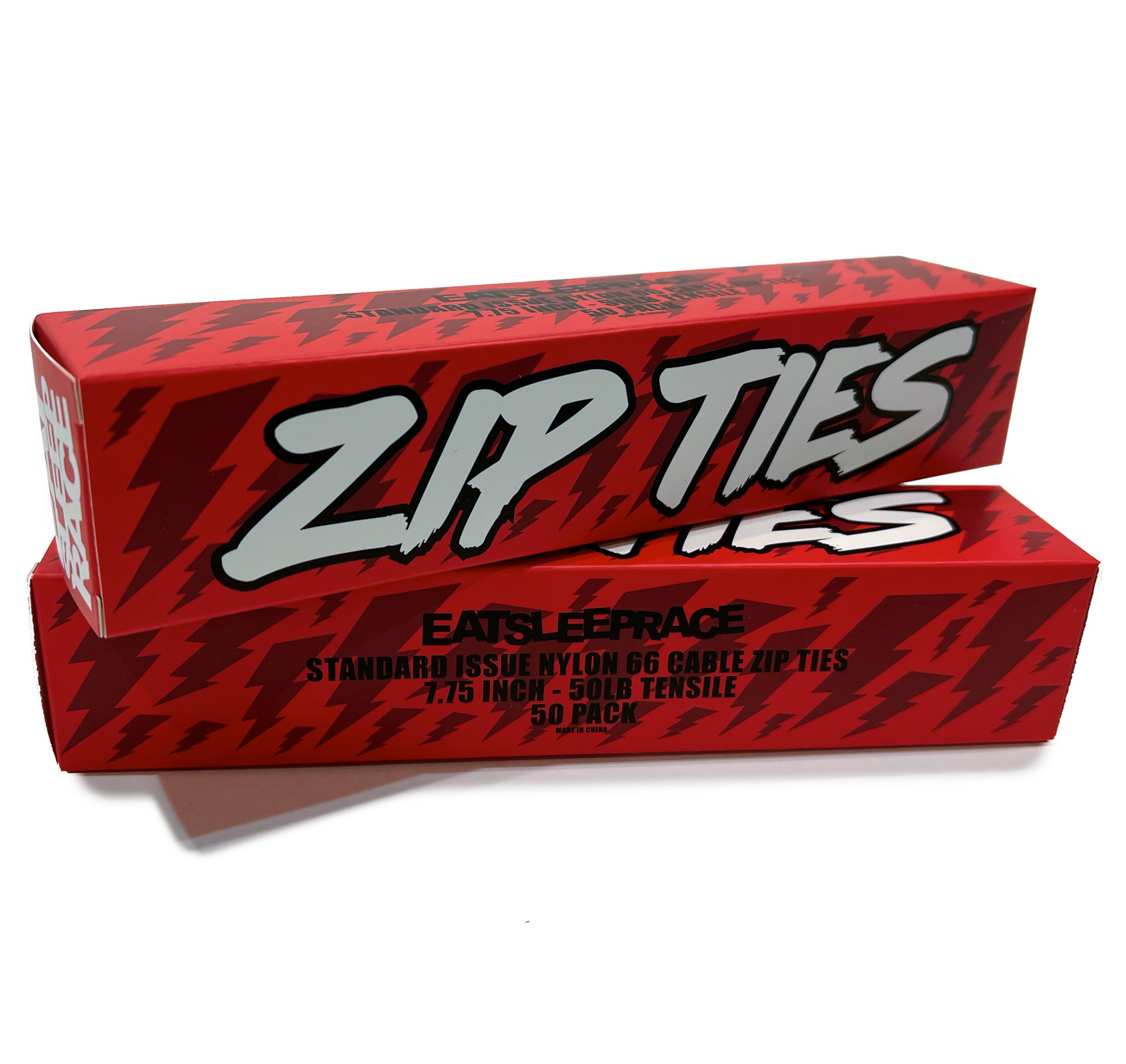 Red Zip Ties 50-Pack | Red Bolt - Eat Sleep Race - Racing Lifestyle Apparel